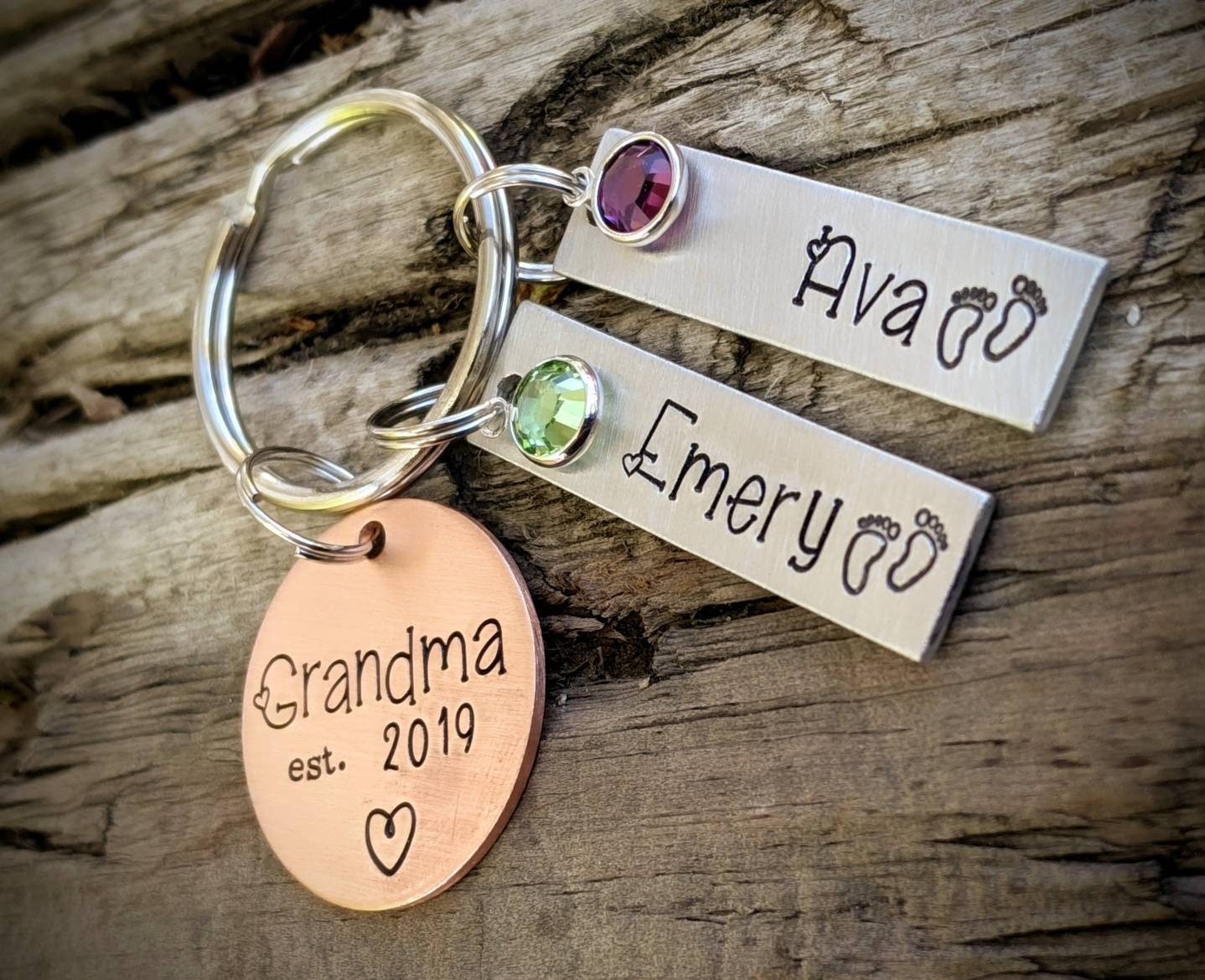 Personalized Hand Stamped Grandma Keychain. Mothers Day Gifts | Etsy