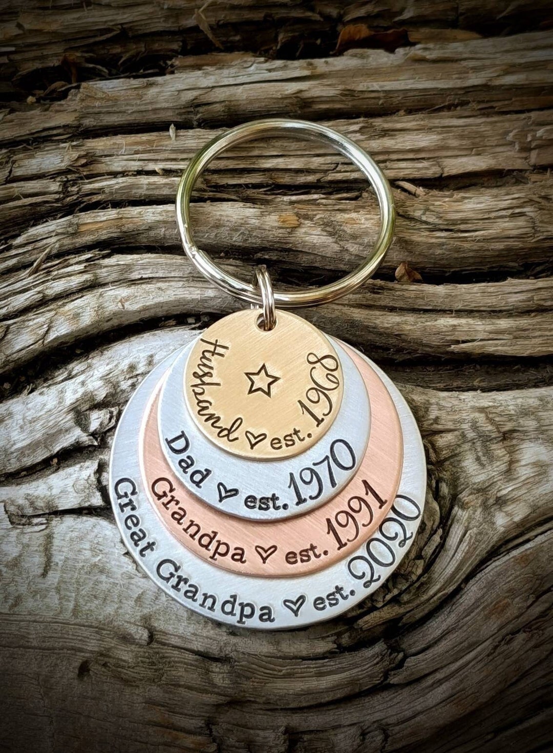 Personalized Hand Stamped Great Grandfather Keychain. Custom Great ...