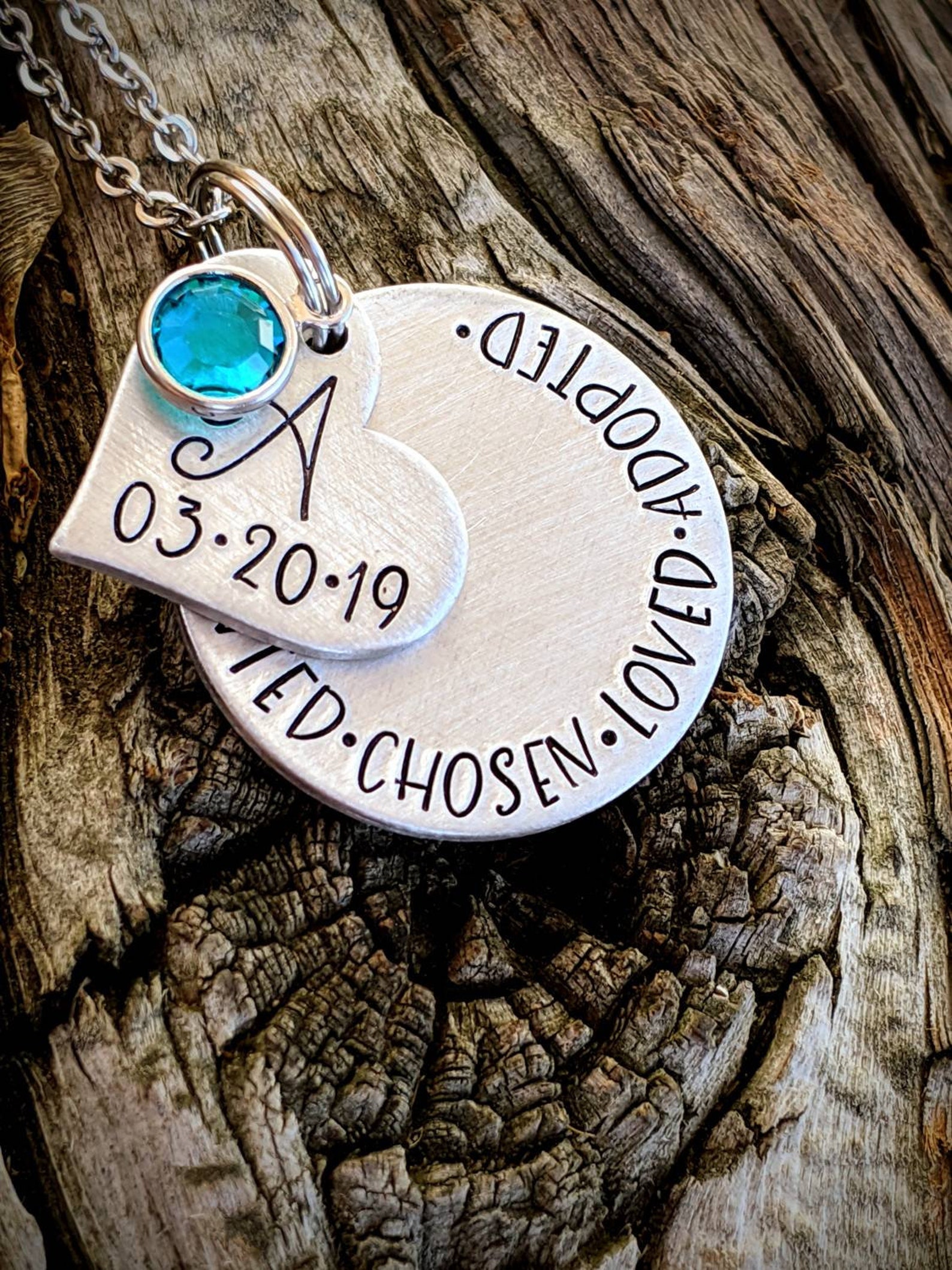Personalized Hand Stamped Adoption Necklace. Gift for Adopted Child ...