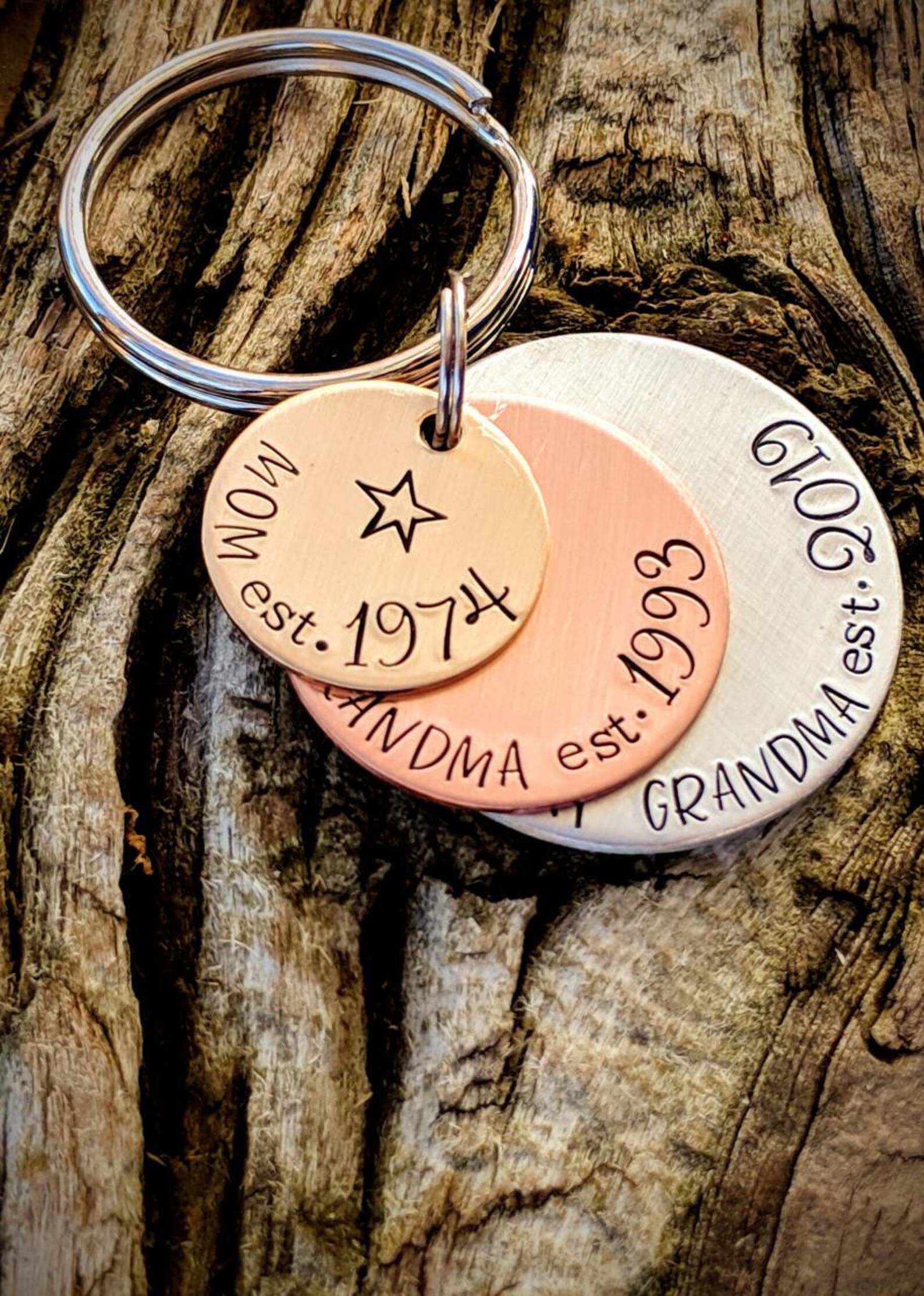 Personalized Hand Stamped Great Grandma Keychain. Gift for | Etsy