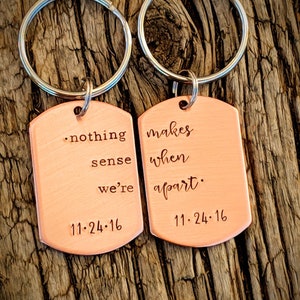 Hand Stamped Matching Set of Keychains. Personalized Couples - Etsy