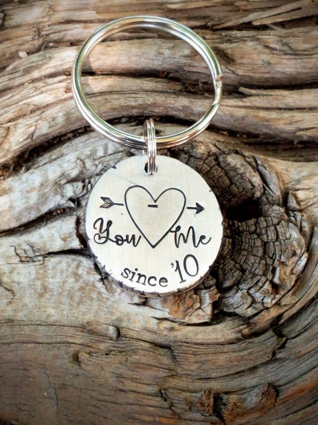 Personalized Hand Stamped Anniversary Date Keychain. Couples Gift. Gift ...