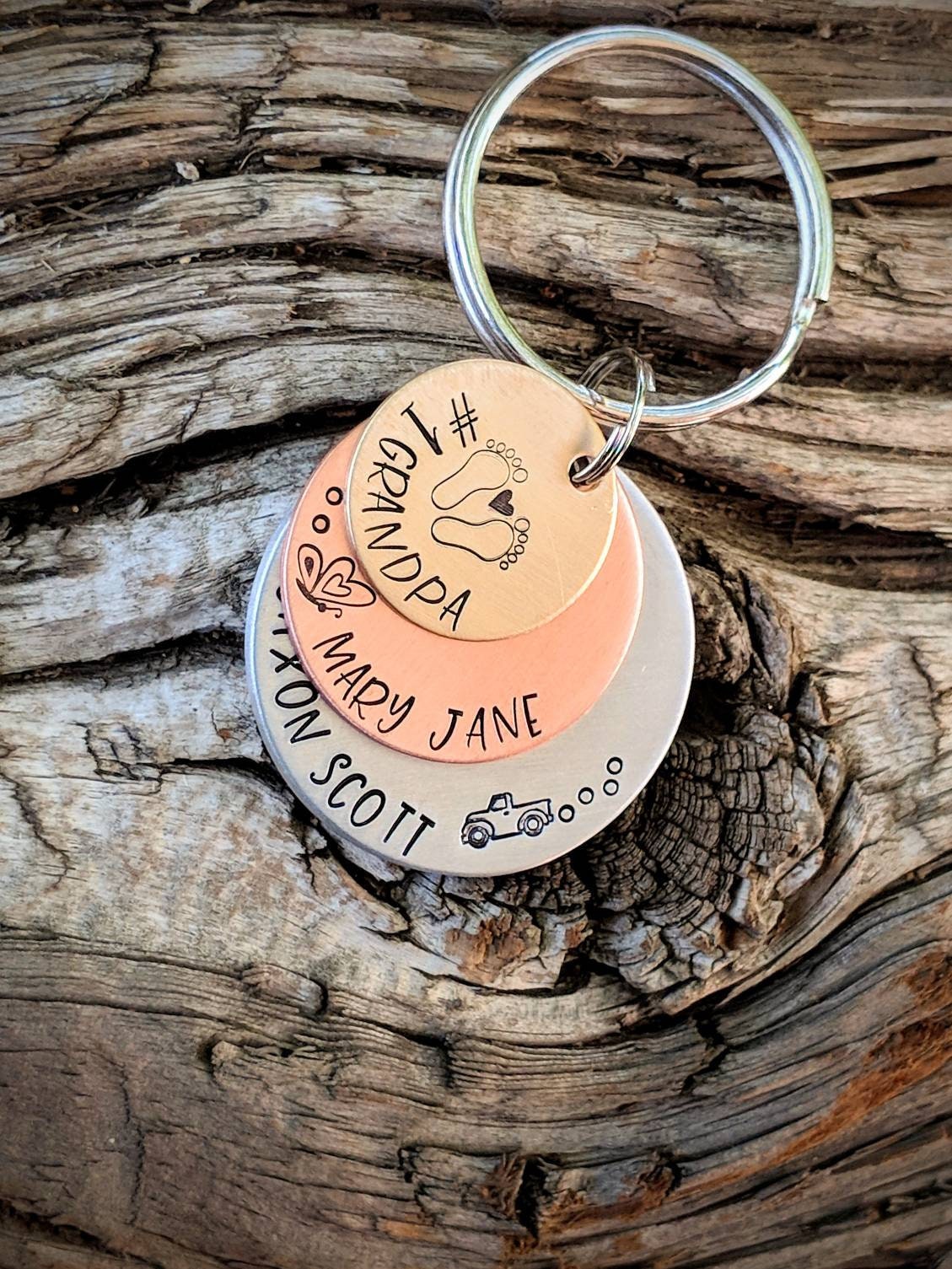 Personalized Hand Stamped Grandpa Keychain. Gift for Grandpa. - Etsy