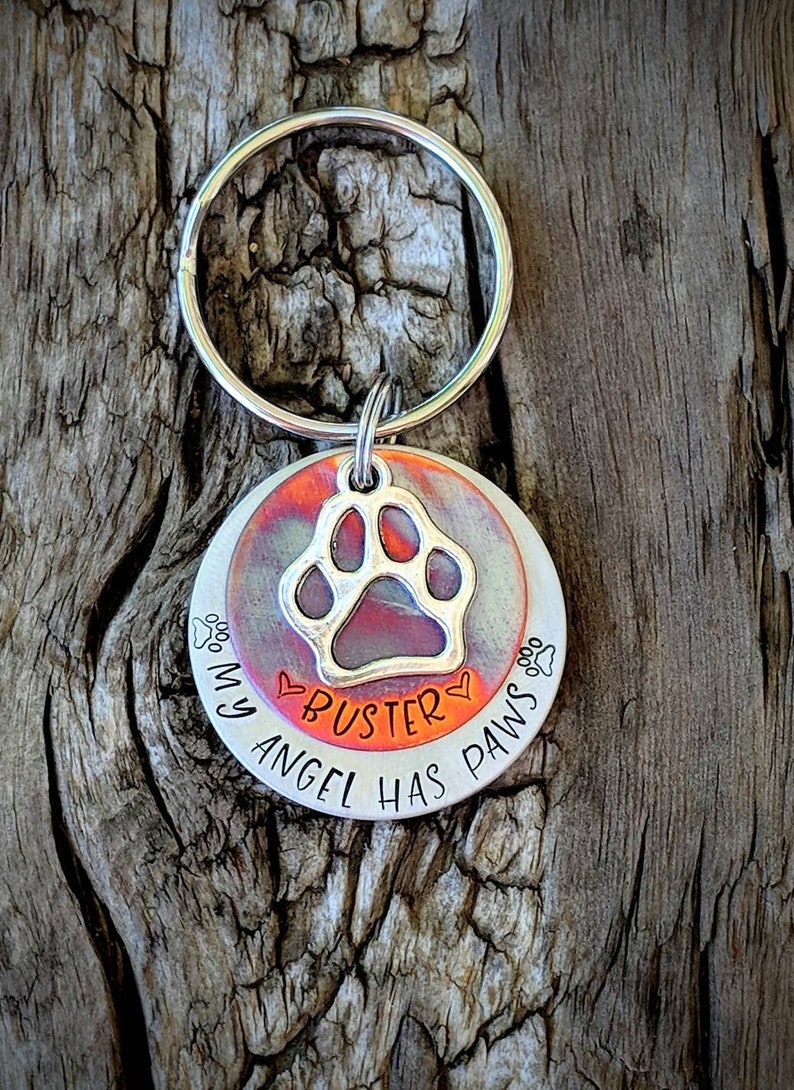 Personalized pet memorial keychain. Pet loss rainbow bridge | Etsy
