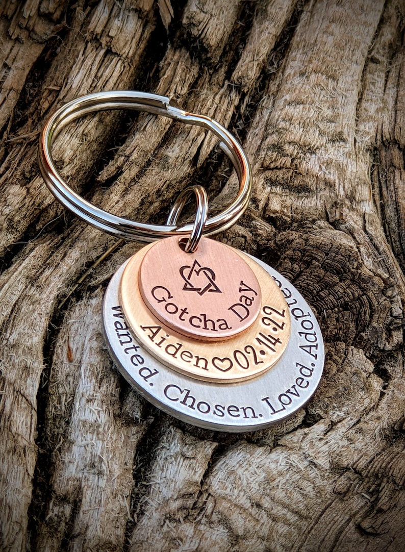 Personalized Hand Stamped Adoption Keychain. Gift for Blended - Etsy