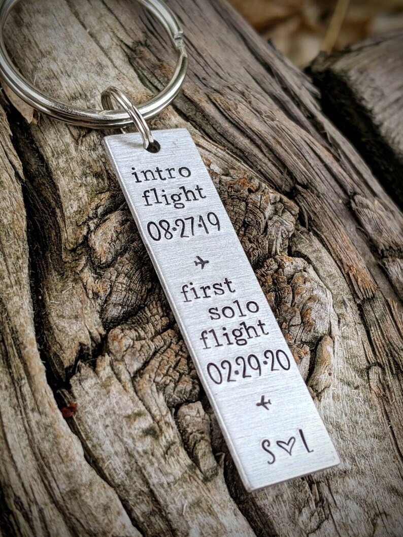 Personalized hand stamped pilot keychain. Pilots gifts. Flight | Etsy