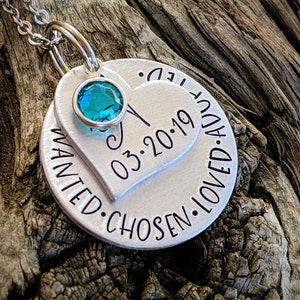 Personalized Hand Stamped Adoption Necklace. Gift for Adopted Child ...