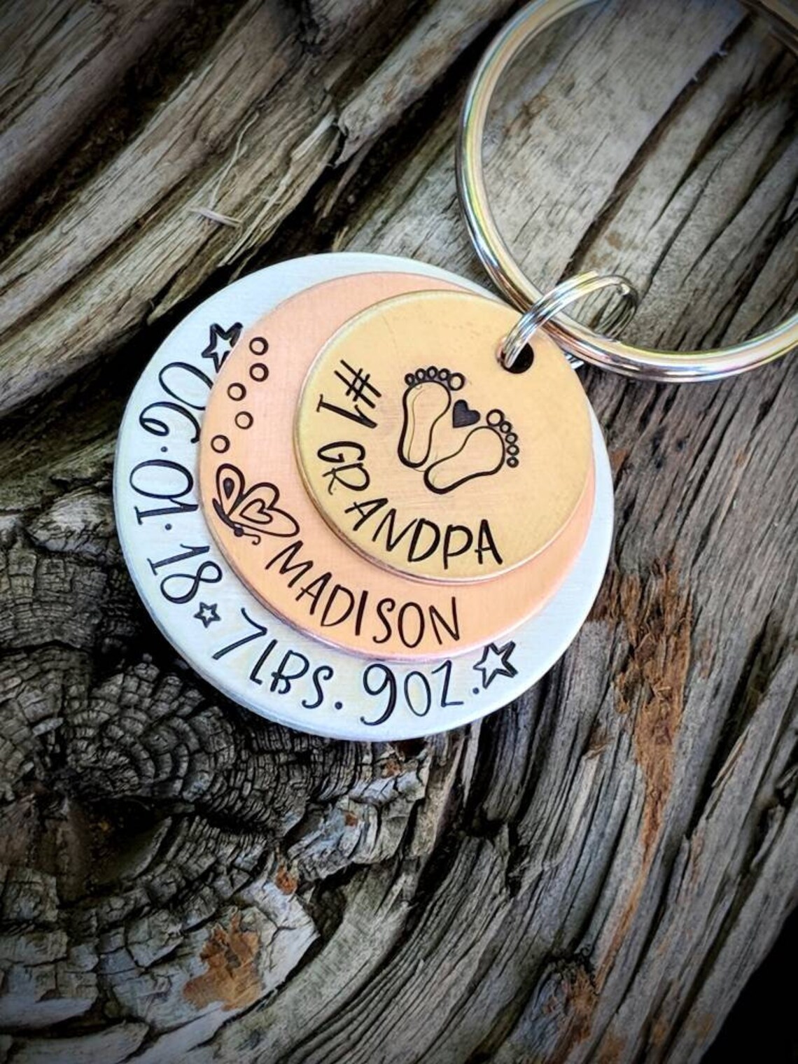 Personalized Grandpa Keychain. Grandfather Gift. Number One - Etsy