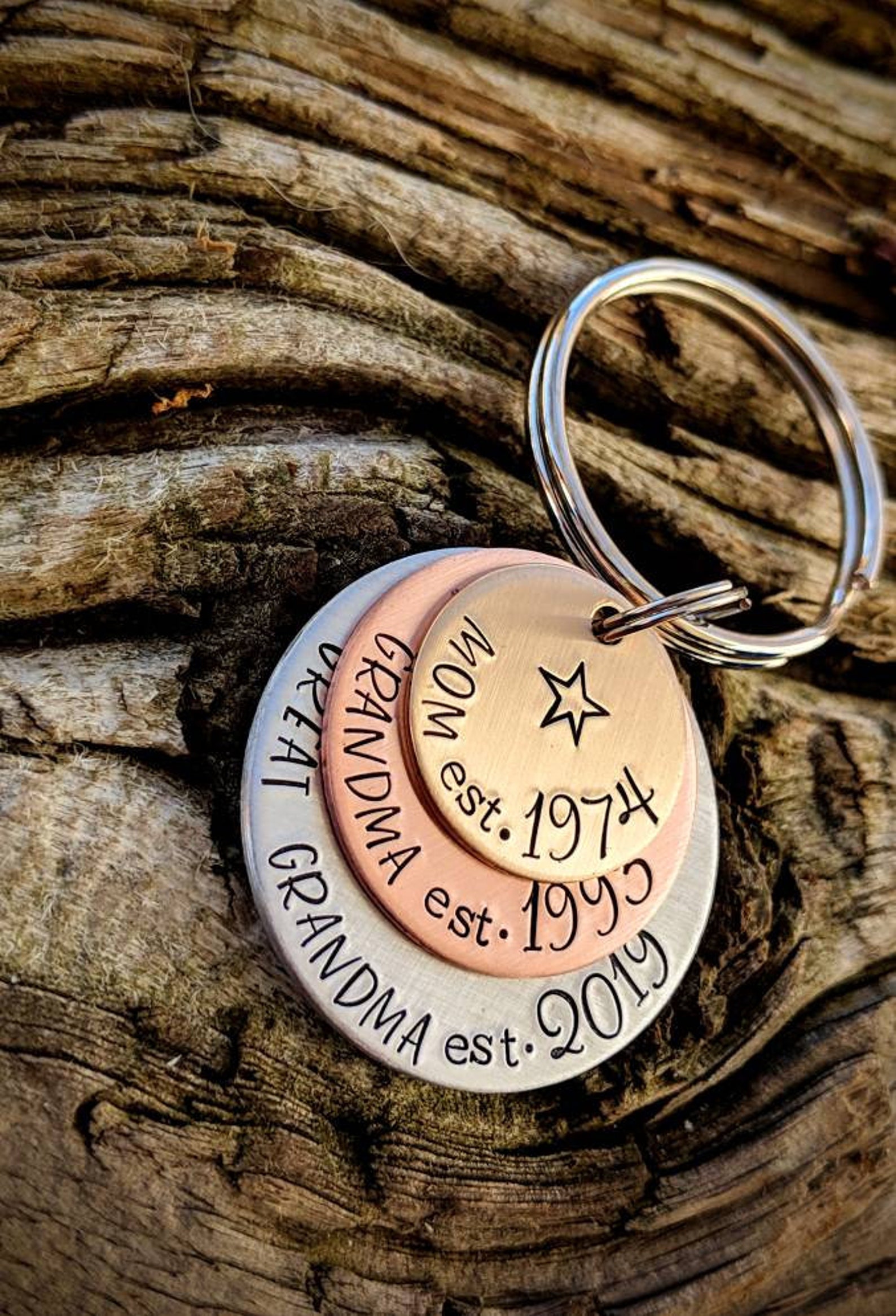Personalized Hand Stamped Great Grandma Keychain. Gift for | Etsy