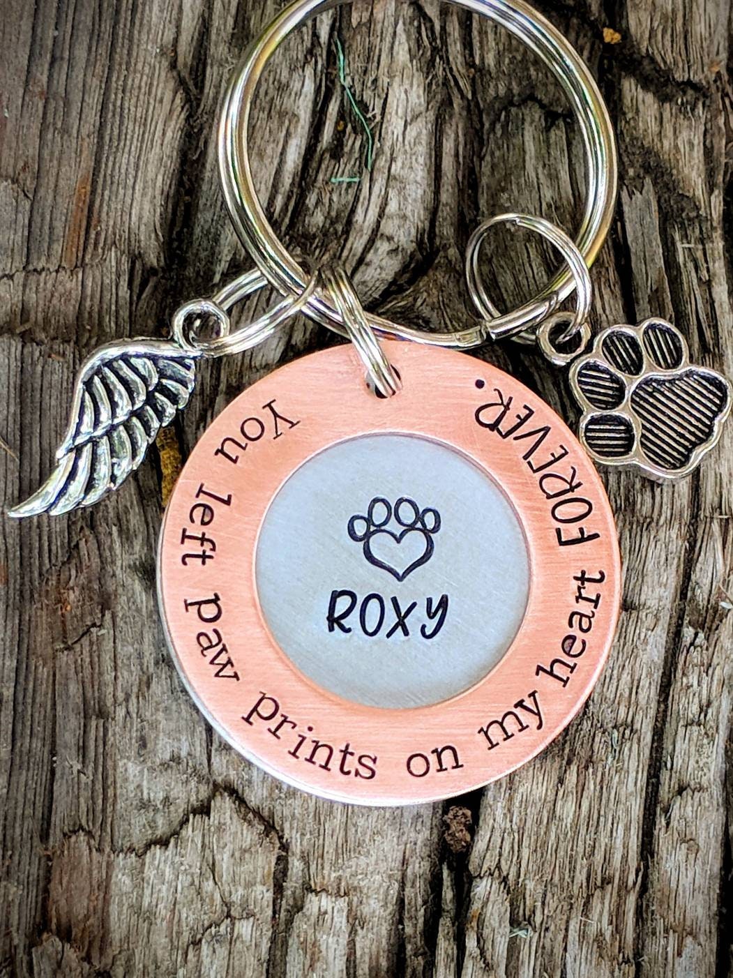 Personalized Pet Memorial Keychain. Hand Stamped Dog Lover. | Etsy