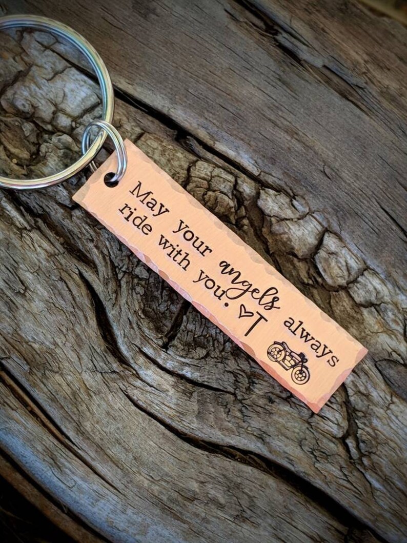 Hand Stamped Personalized Copper Motorcycle Keychain. Custom Biker Gift ...