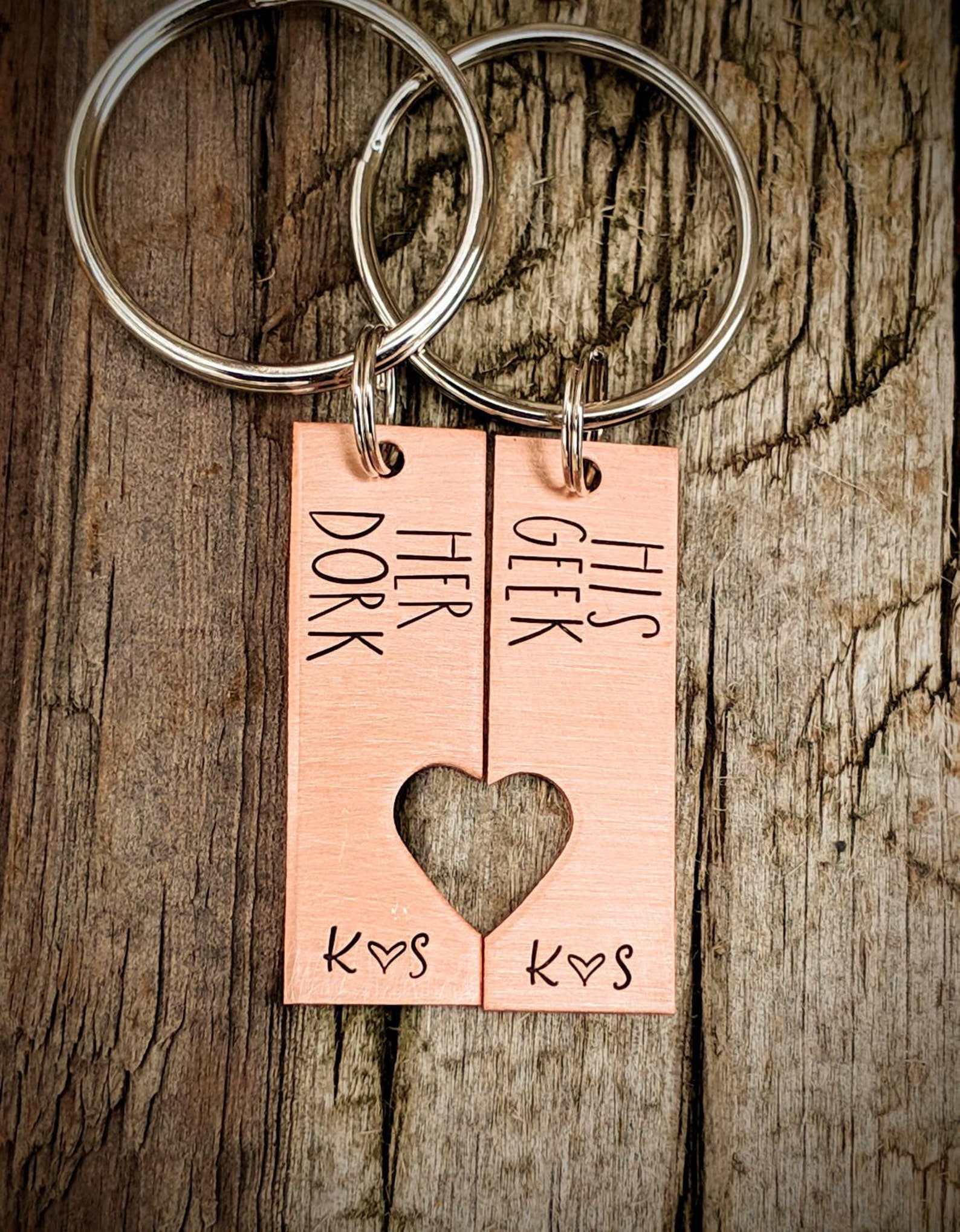 Personalized Hand Stamped Matching Set Couples Keychains. - Etsy