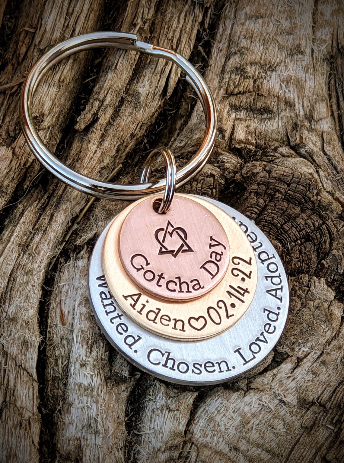 Personalized Hand Stamped Adoption Keychain. Gift for Blended - Etsy