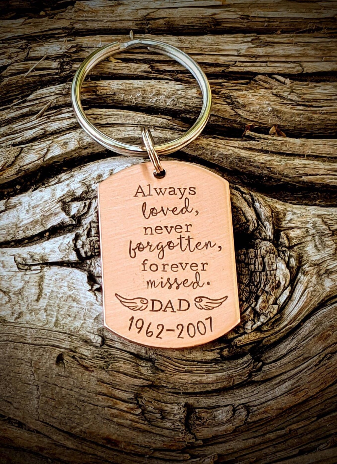 Personalized Hand Stamped Dad Memorial Keychain. in Memory of | Etsy