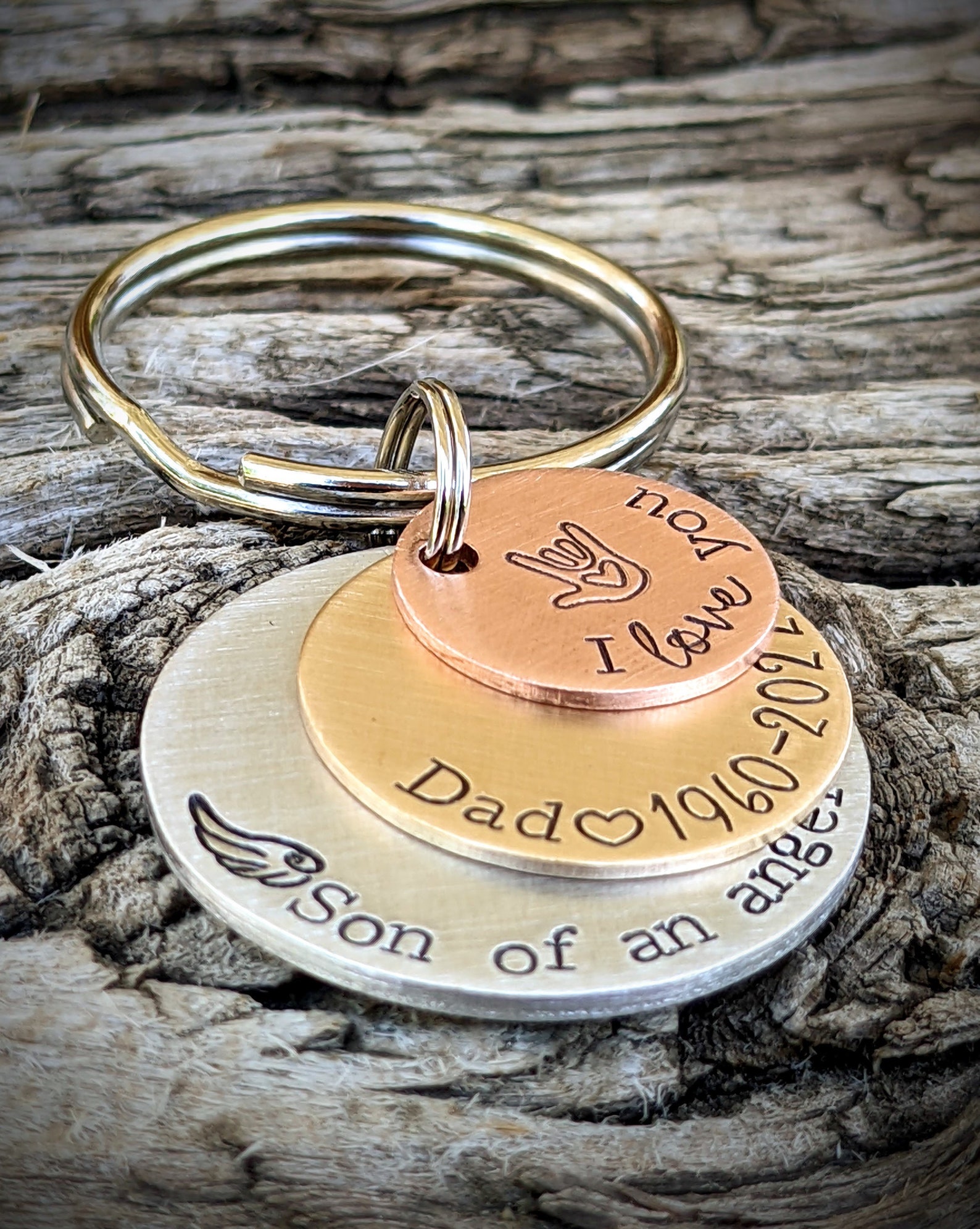 Personalized Hand Stamped Dad Memorial Keychain. Father Loss Memorials ...