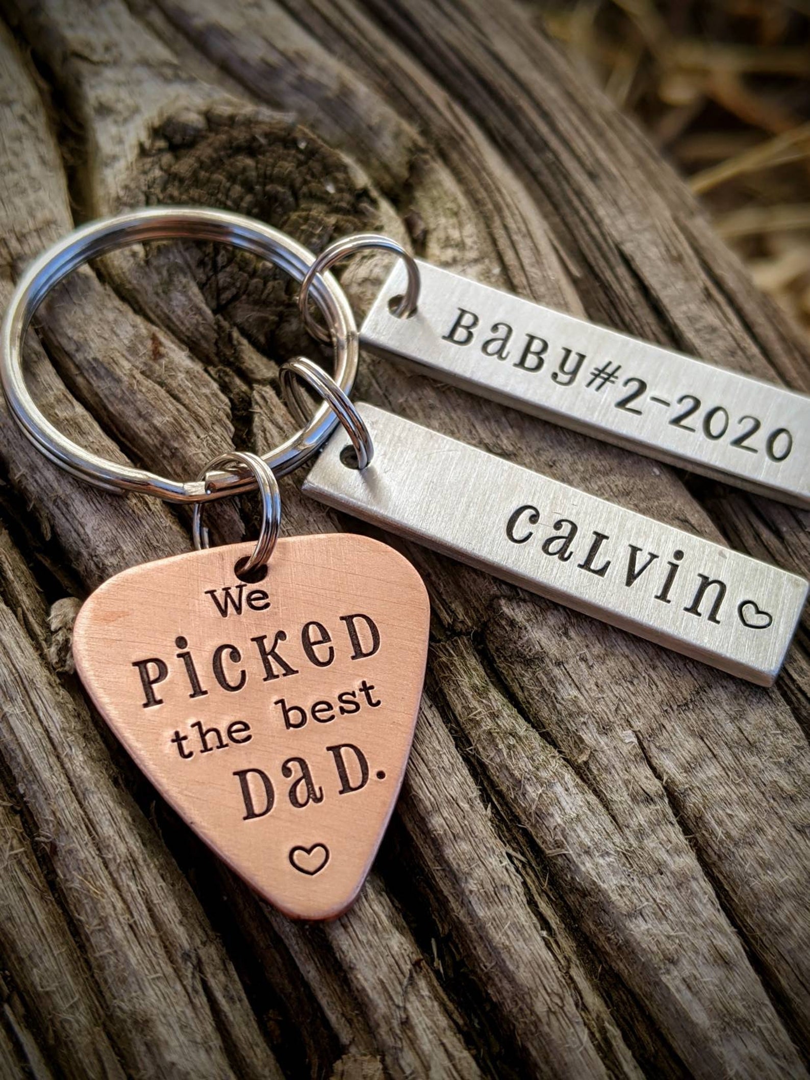 Personalized Hand Stamped Dad Keychain. Fathers Day Gifts. | Etsy