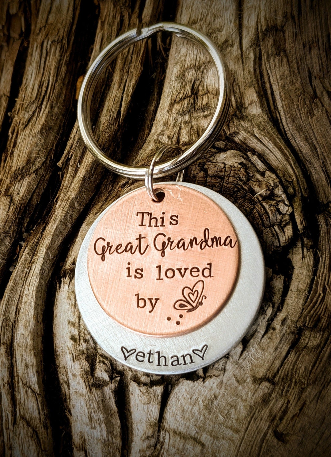 Personalized Hand Stamped Great Grandma Keychain. Great Grandmother ...