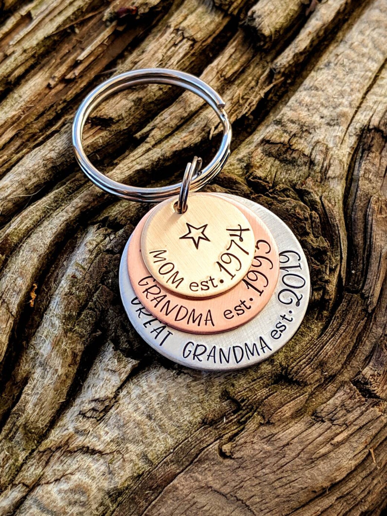 Personalized Hand Stamped Great Grandma Keychain. Gift for - Etsy