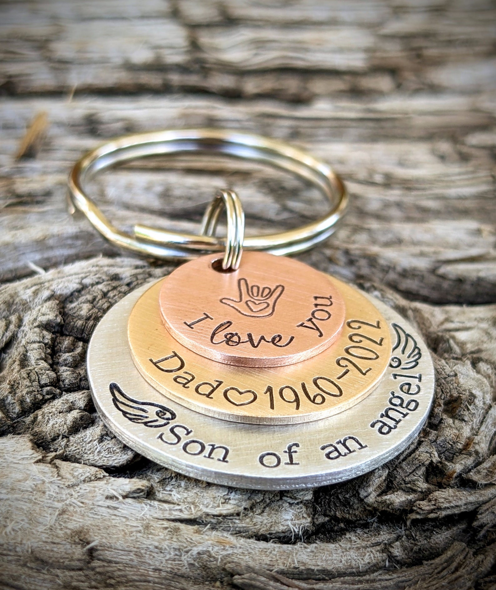Personalized Hand Stamped Dad Memorial Keychain. Father Loss Memorials ...