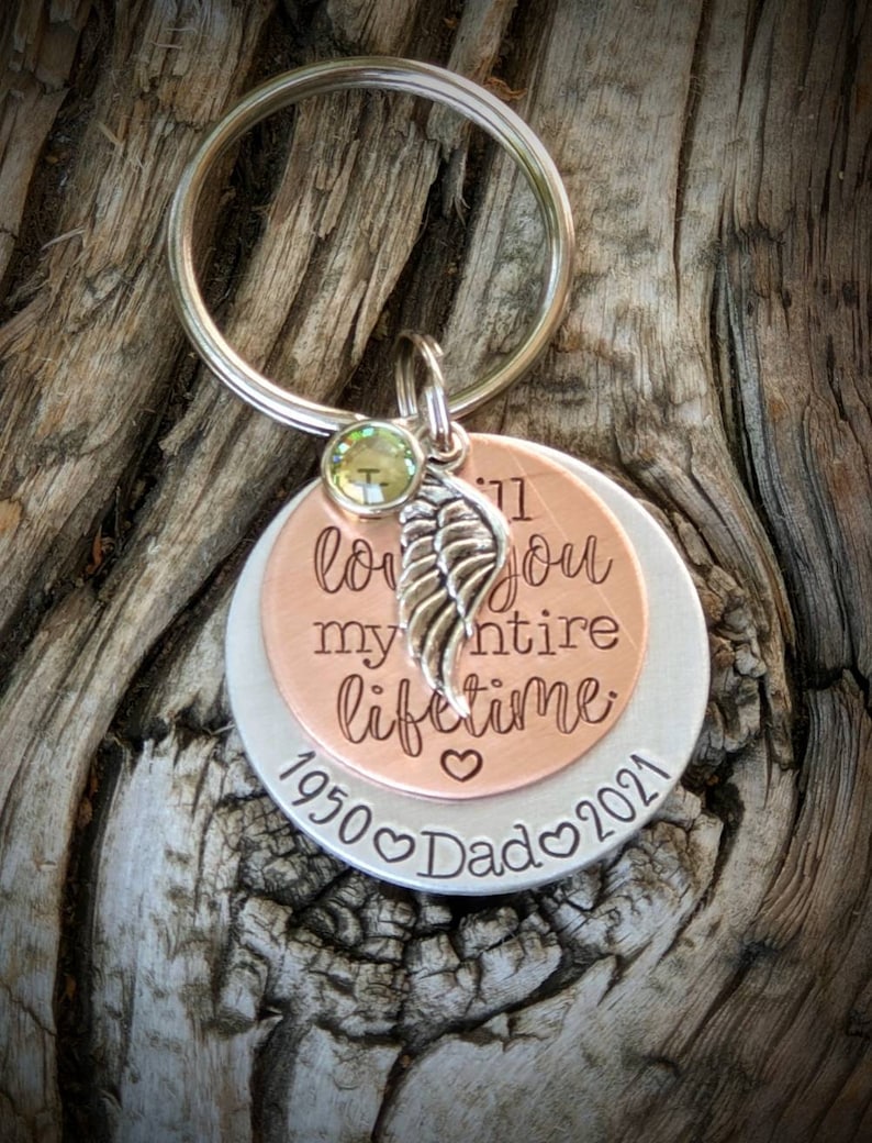 Personalized Hand Stamped Dad Memorial Keychain. Custom Father Memorial ...