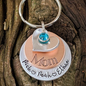 Personalized Hand Stamped Mom Keychain. Custom Mothers Day Gifts ...