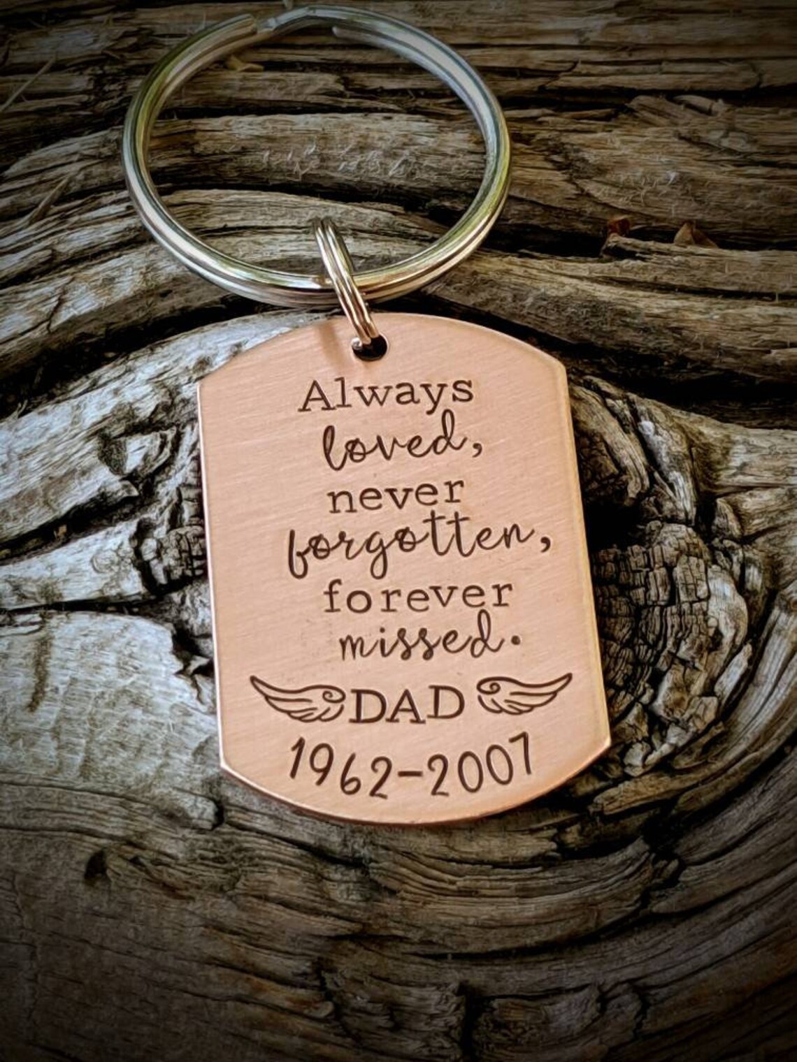 Personalized Hand Stamped Dad Memorial Keychain. in Memory of | Etsy