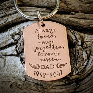 Personalized Hand Stamped Dad Memorial Keychain. in Memory of Father ...