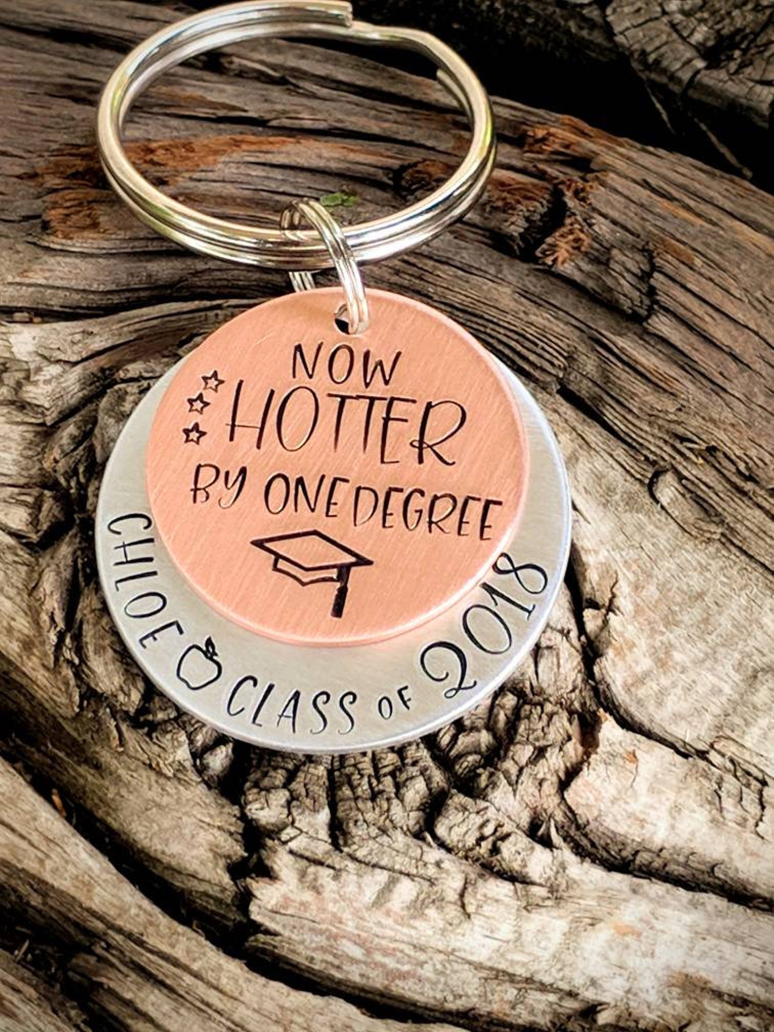 Personalized graduation keychain. Hand stamped graduate gift. | Etsy