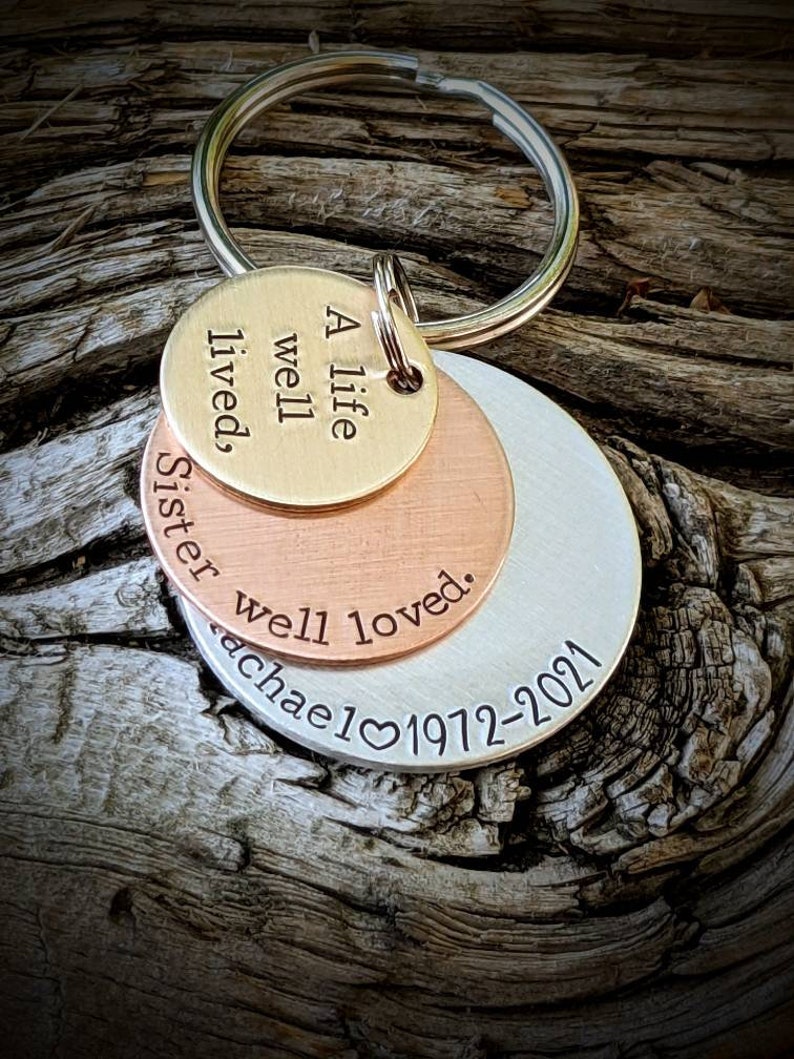 Personalized Hand Stamped Sister Memorial Keychain. Sibling - Etsy