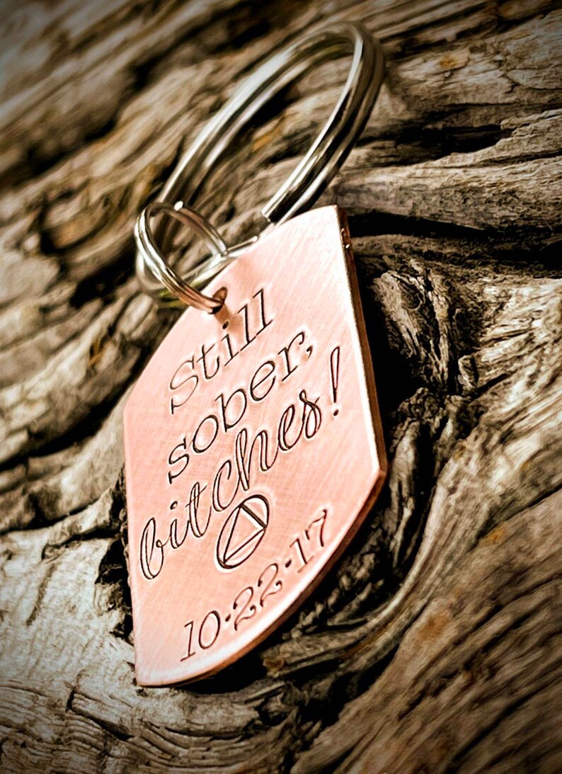Personized Hand Stamped Sobriety Keychain. Custom Sober - Etsy