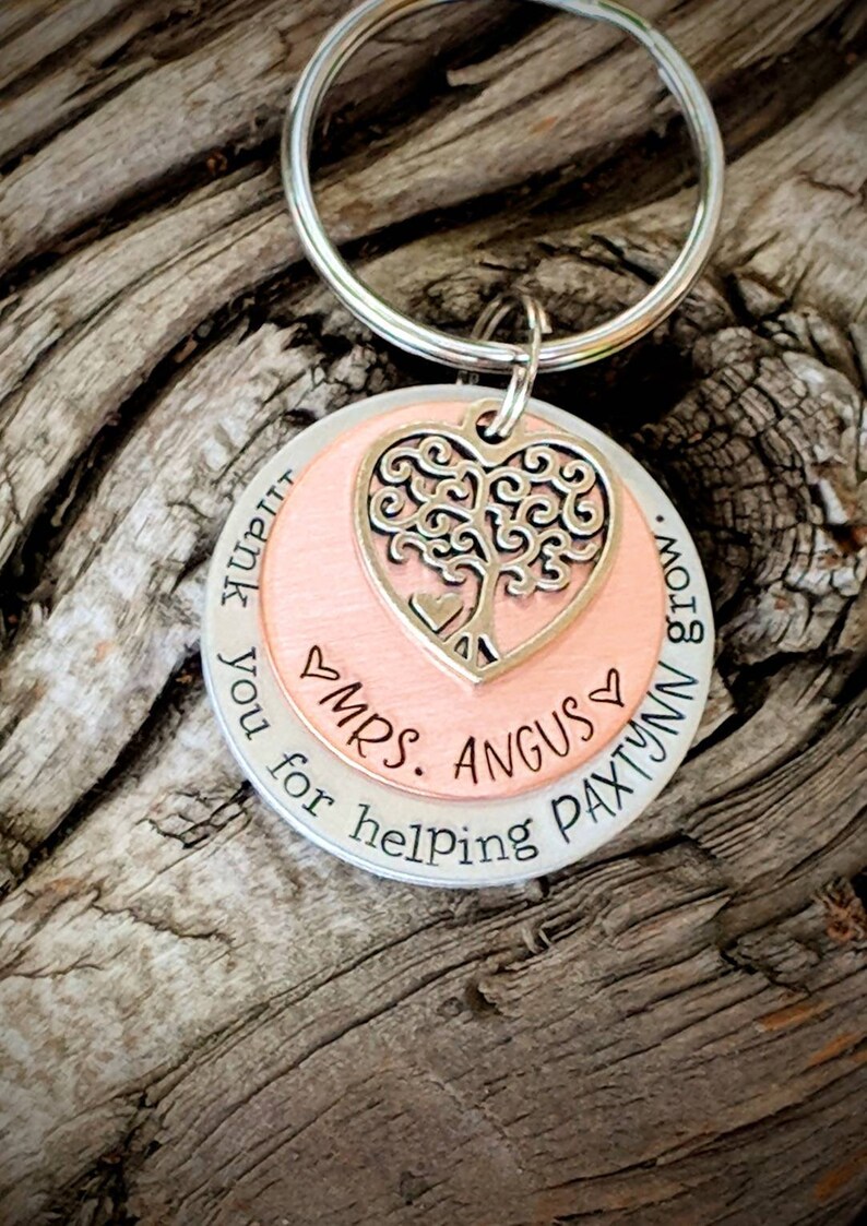 Personalized Hand Stamped Teacher Keychain. Custom Gift for | Etsy