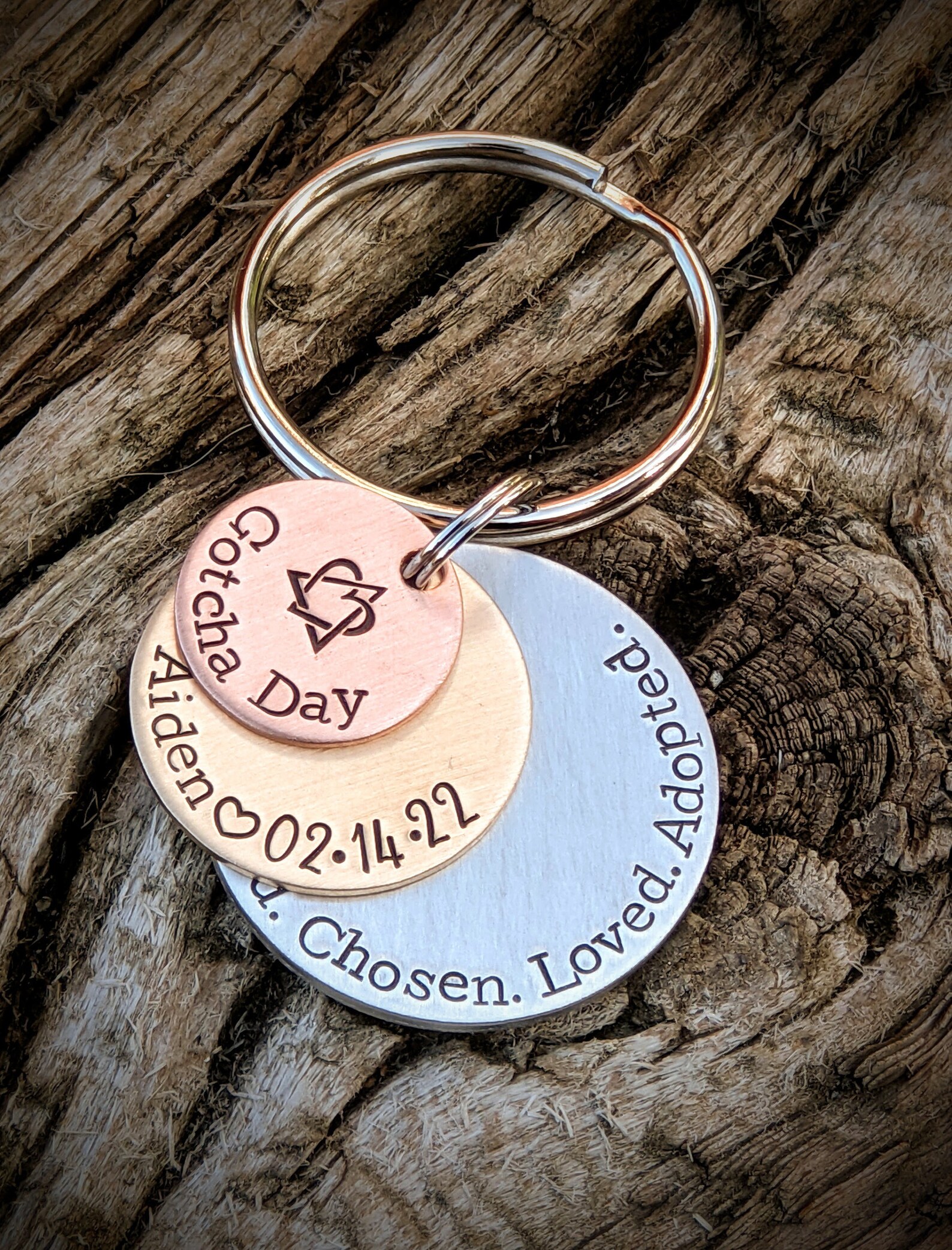 Personalized Hand Stamped Adoption Keychain. Gift for Blended - Etsy