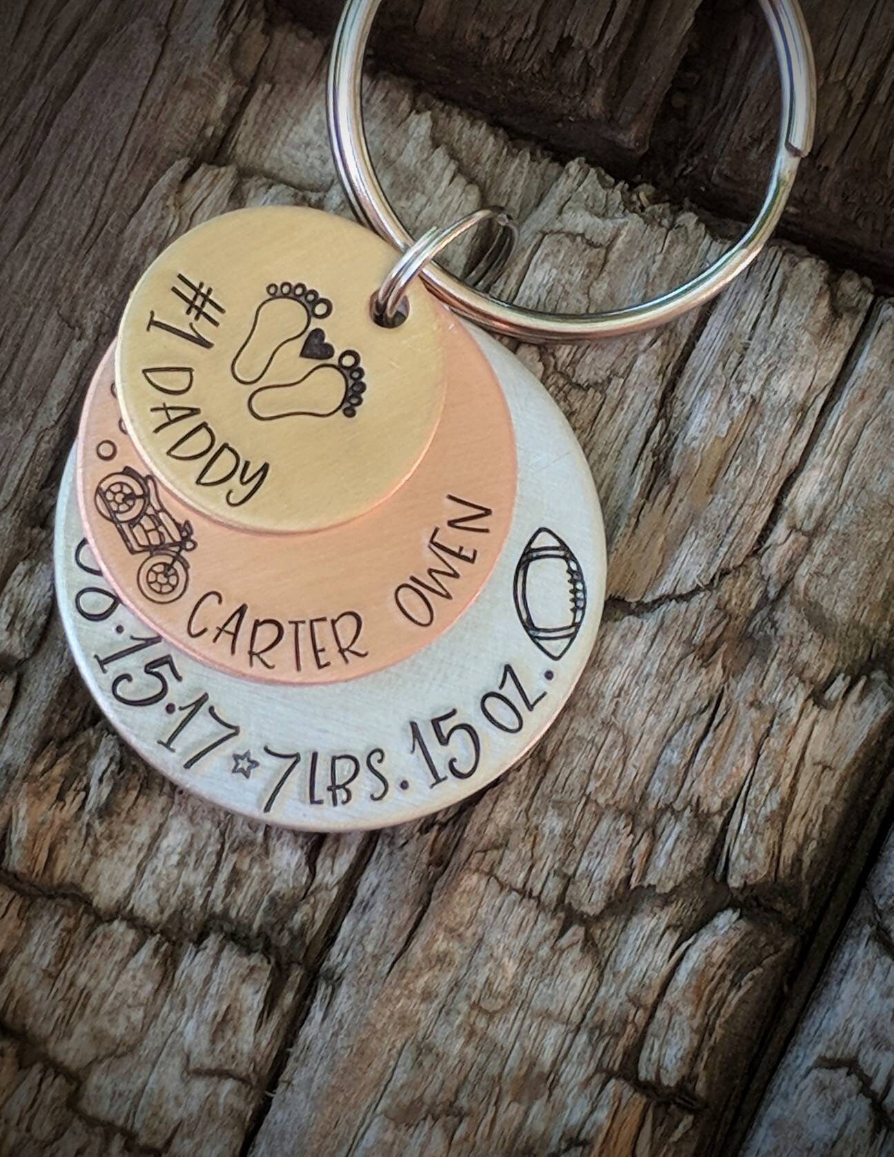 Personalized 1 Daddy Keychain. Baby Stats Keychain. Dad of | Etsy