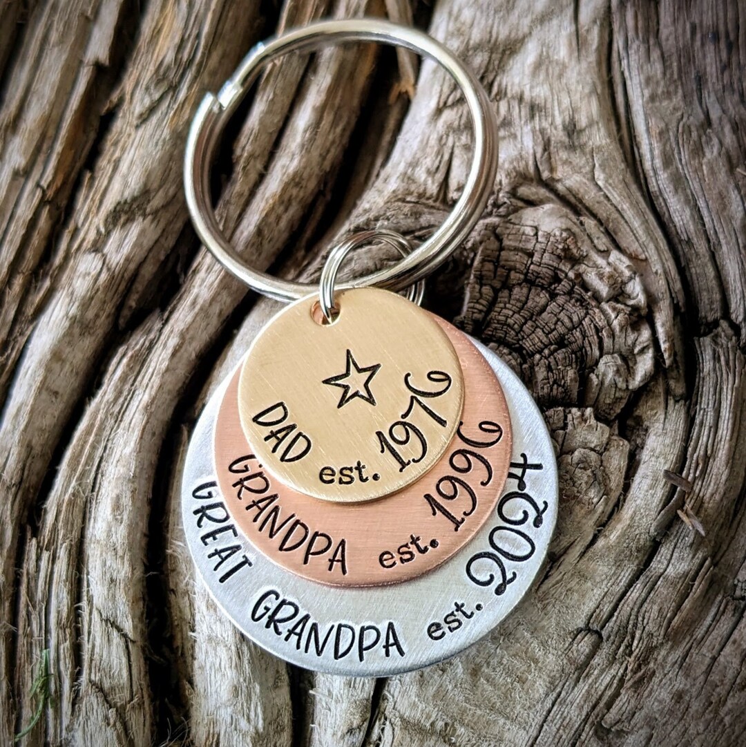 Great Grandpa Keychain. Layered Mixed Metal Grandfather Gift. Custom ...