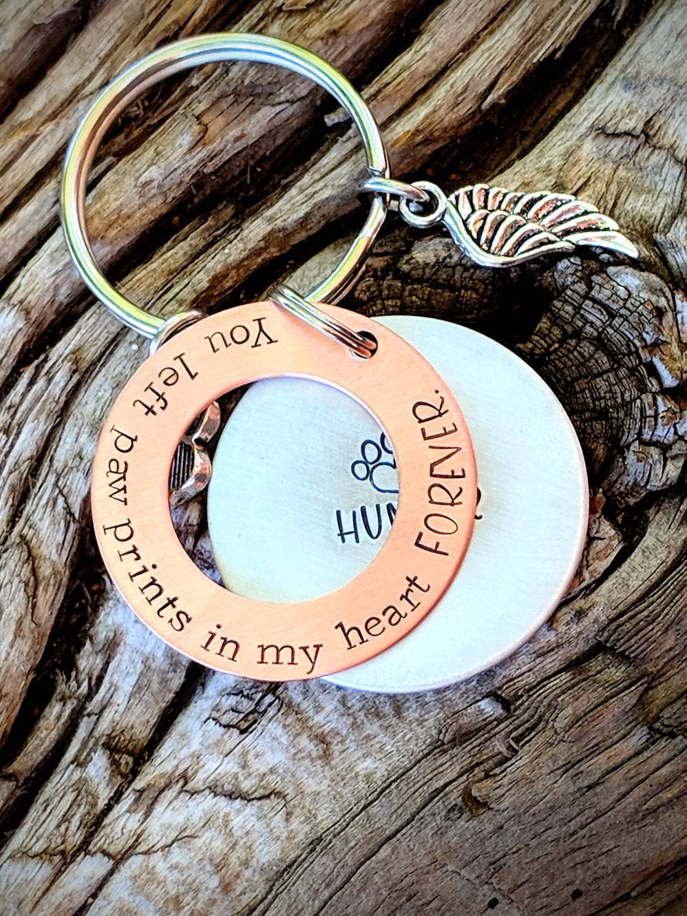 Personalized Pet Memorial Keychain. Hand Stamped Dog Lover. - Etsy