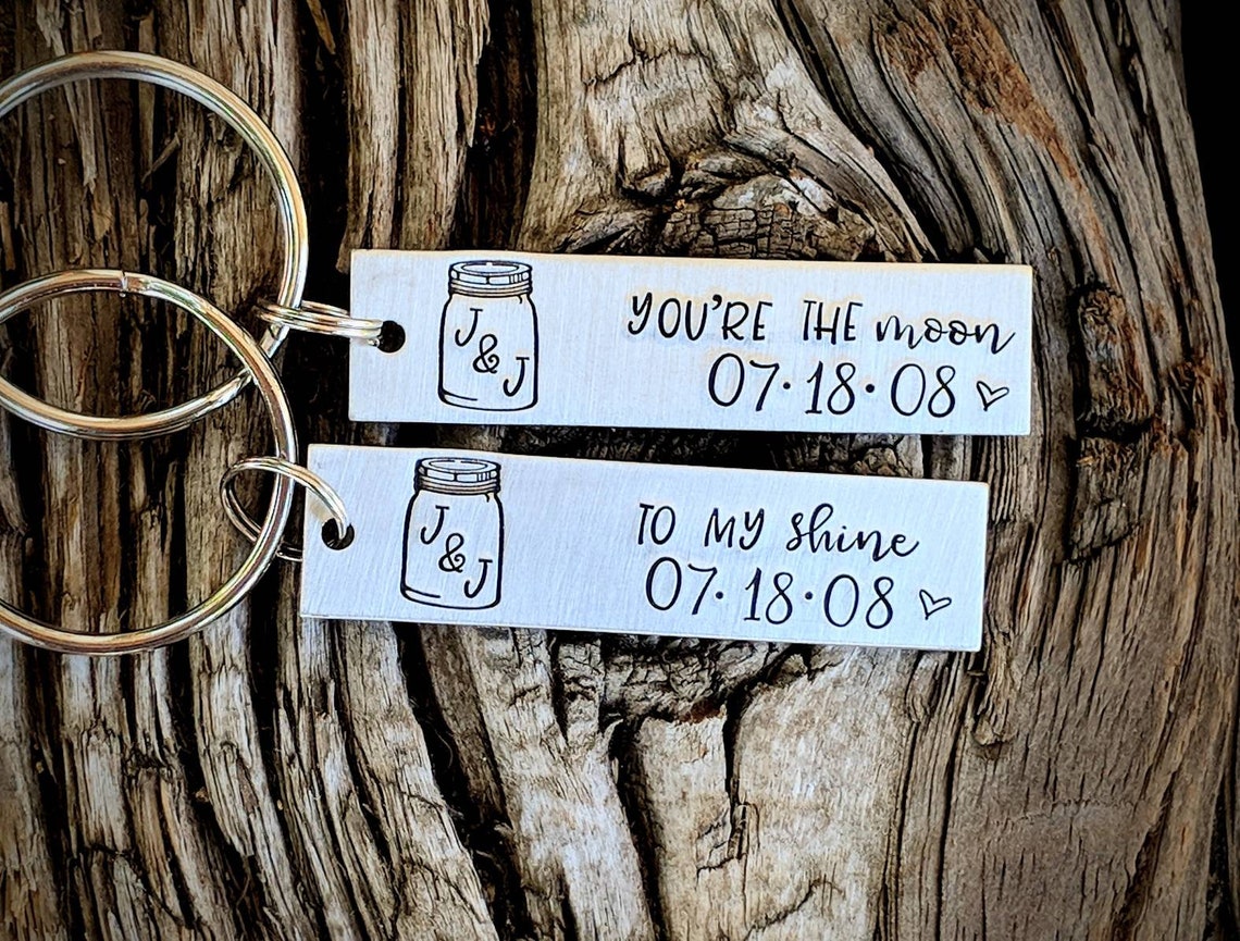 Personalized Couples Keychains. MATCHING SET. Hand Stamped | Etsy