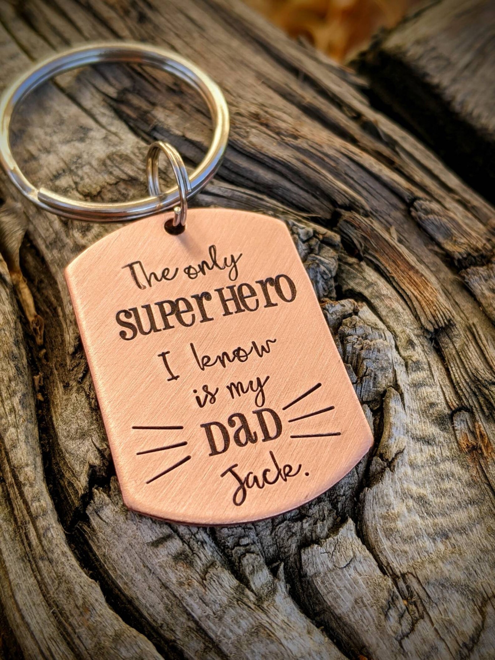 Personalized Hand Stamped Dad Keychain. Custom Fathers Day - Etsy