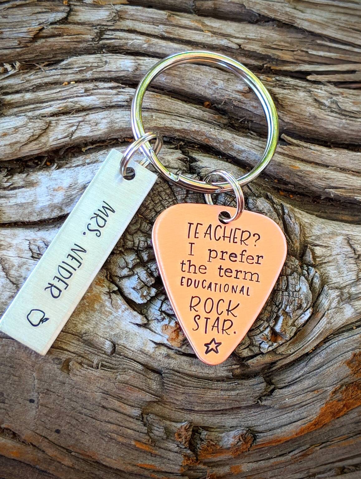 Personalized Hand Stamped Teacher Keychain. Custom Teacher Gift. Gift ...
