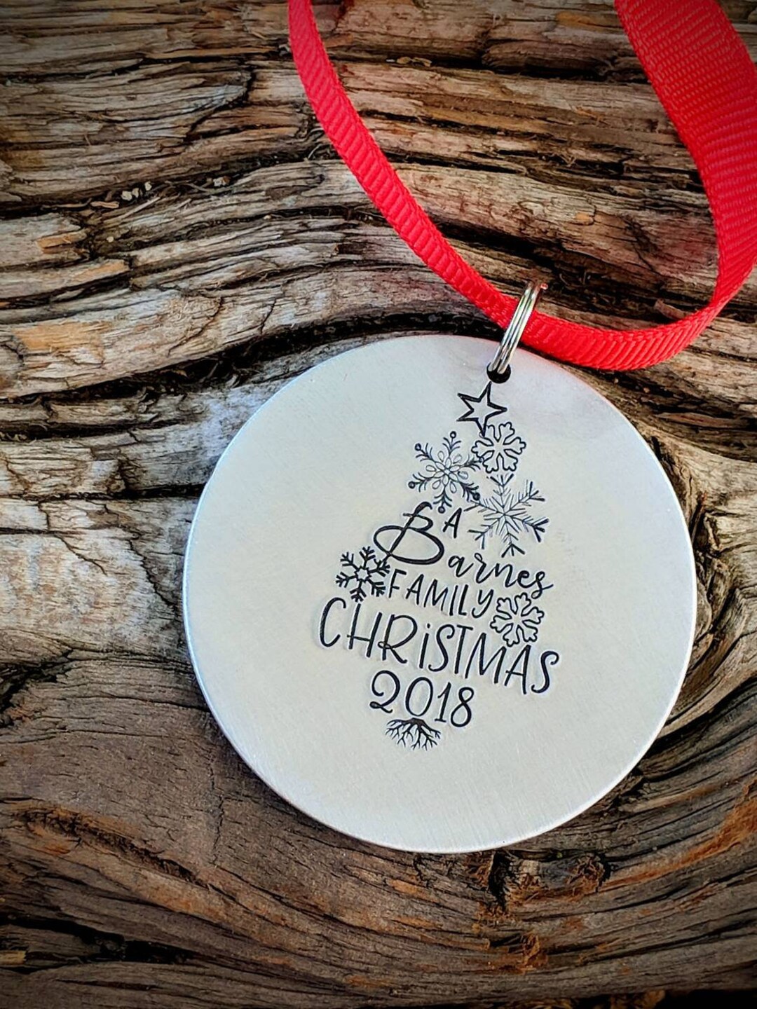 Personalized Christmas Tree Ornament. Hand Stamped Family Tree Ornament ...