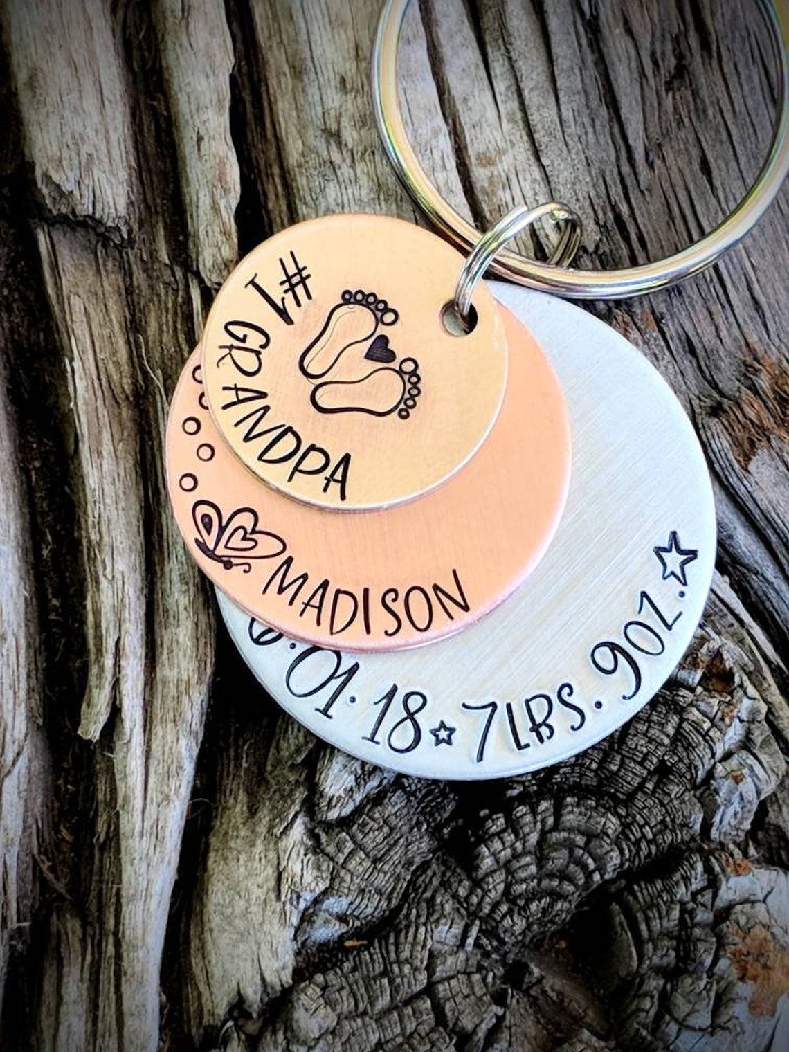 Personalized Grandpa Keychain. Grandfather Gift. Number One - Etsy