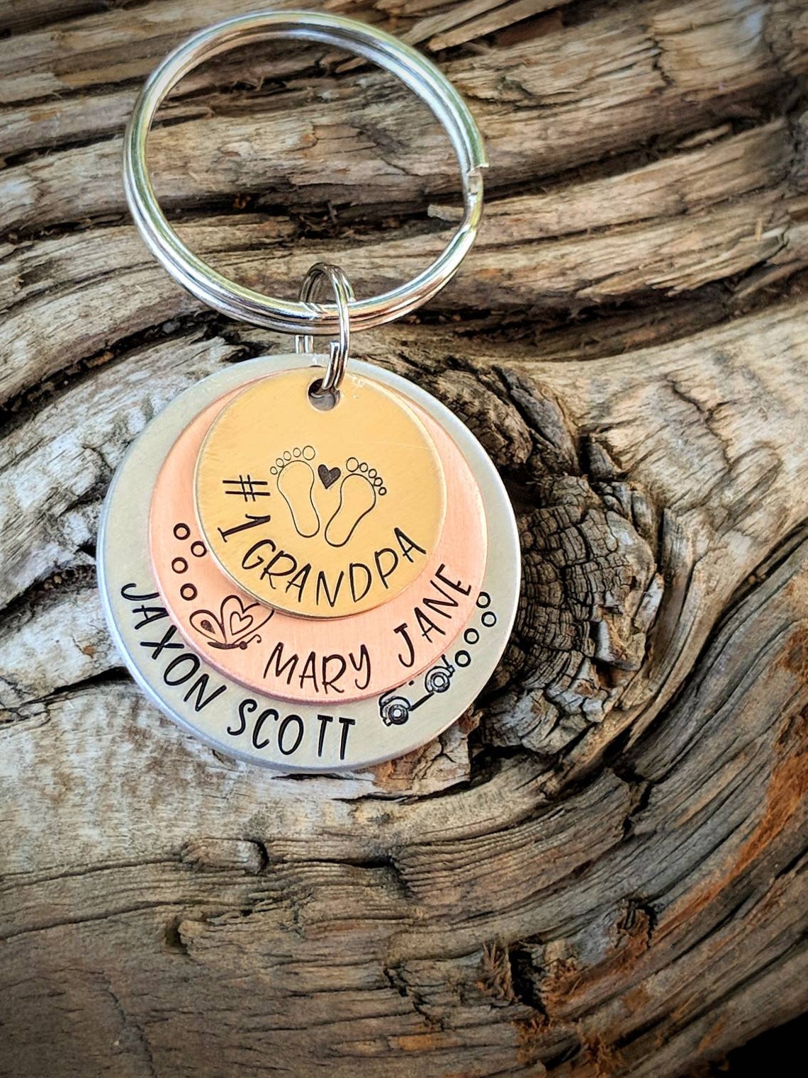 Personalized Hand Stamped Grandpa Keychain. Gift for Grandpa. - Etsy