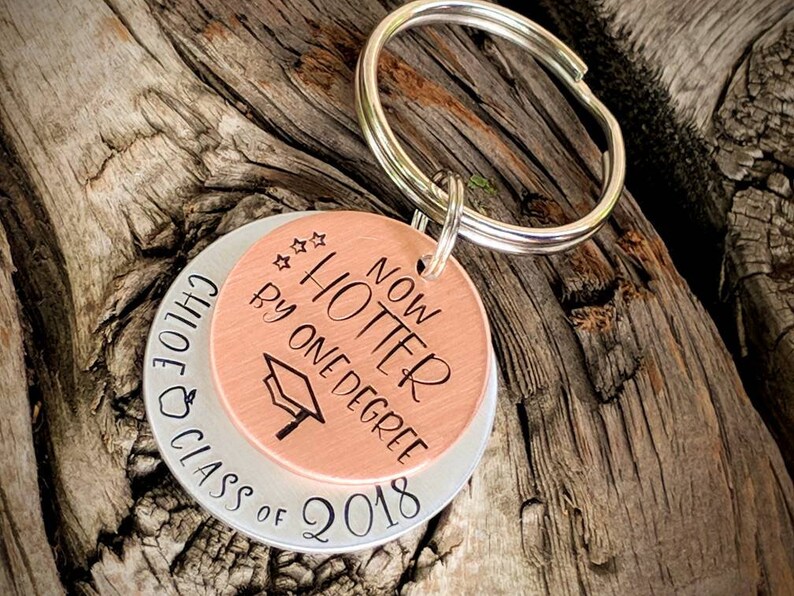 Personalized graduation keychain. Hand stamped graduate gift. | Etsy