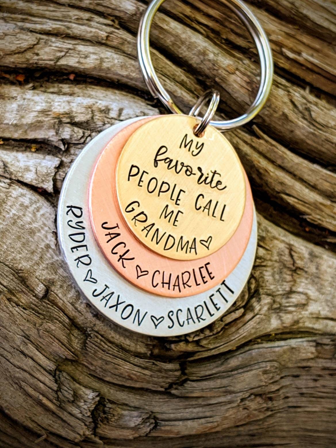 Personalized Grandma Keychain. Hand Stamped Grandmother Gift. - Etsy