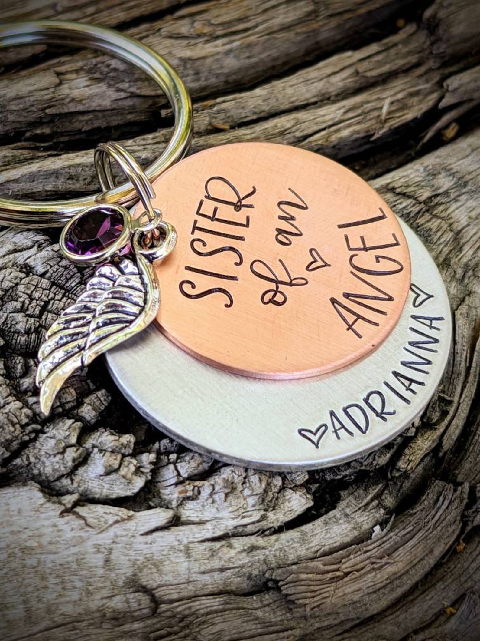 Personalized Hand Stamped Sibling Memorial Keychain. Gift for - Etsy