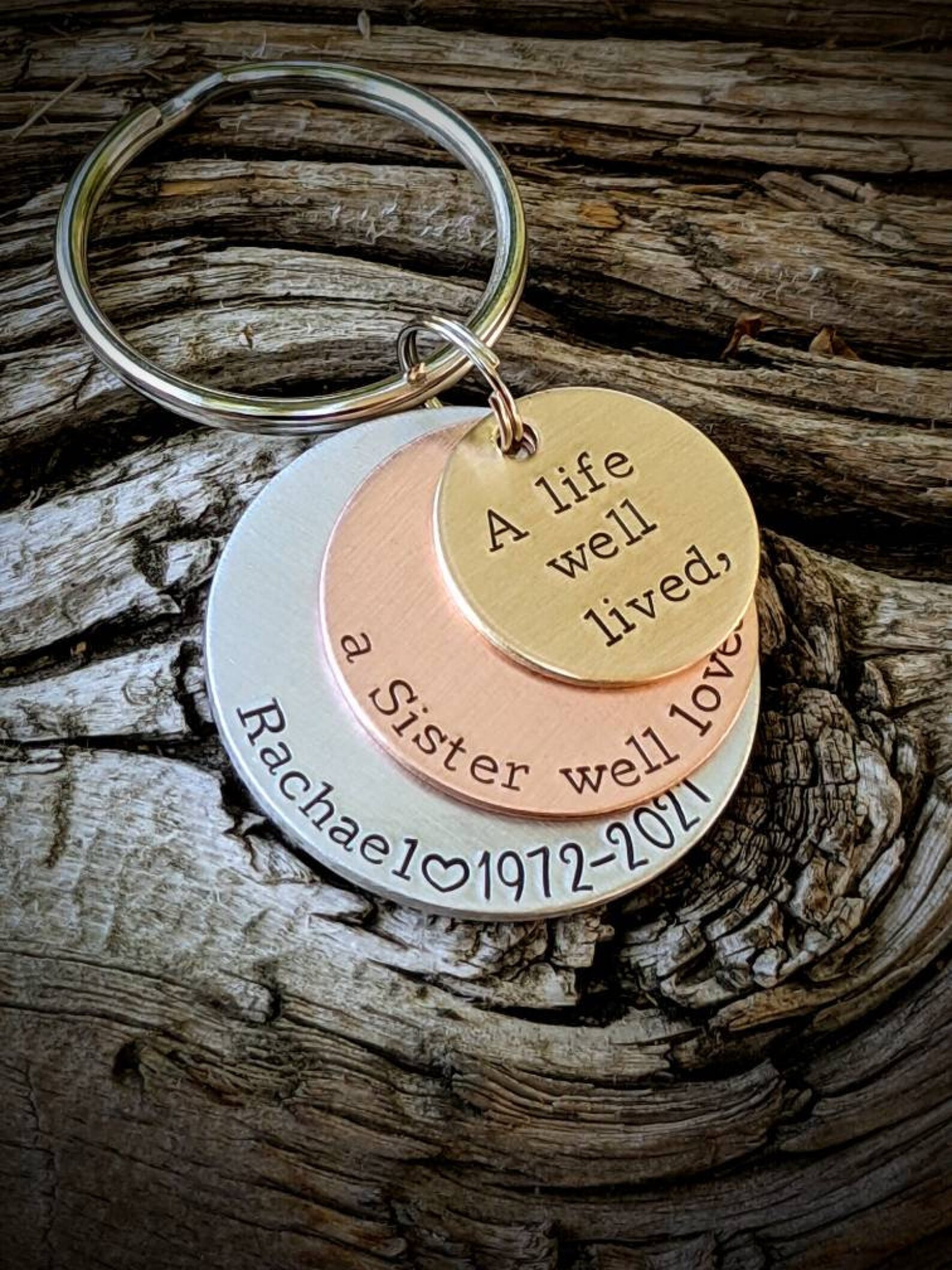Personalized Hand Stamped Sister Memorial Keychain. Sibling - Etsy