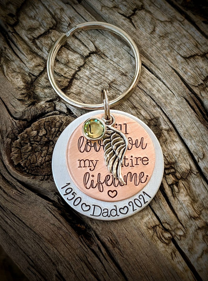 Personalized Hand Stamped Dad Memorial Keychain. Custom Father Memorial ...