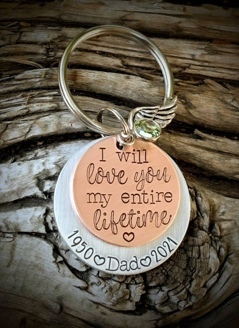 Personalized Hand Stamped Dad Memorial Keychain. Custom Father Memorial ...