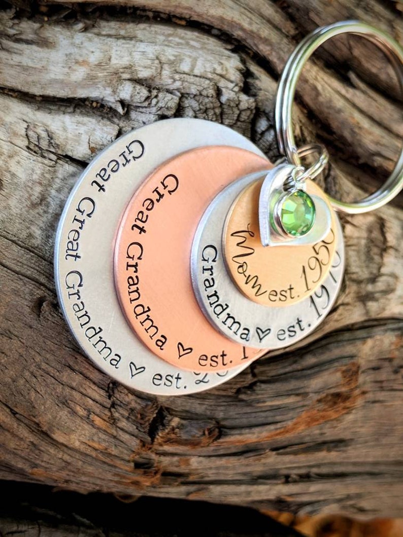 Personalized Hand Stamped Great Great Grandma Keychain. | Etsy