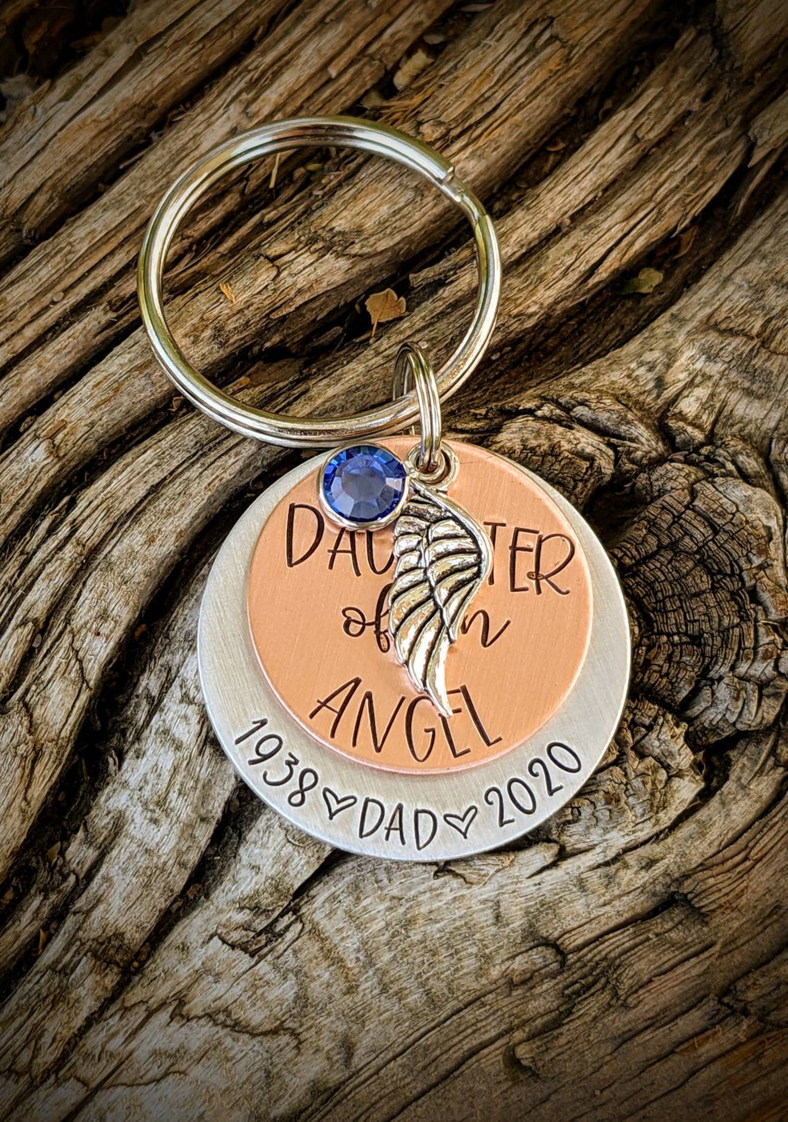 Personalized Hand Stamped Dad Memorial Keychain. Gift for Loss of ...