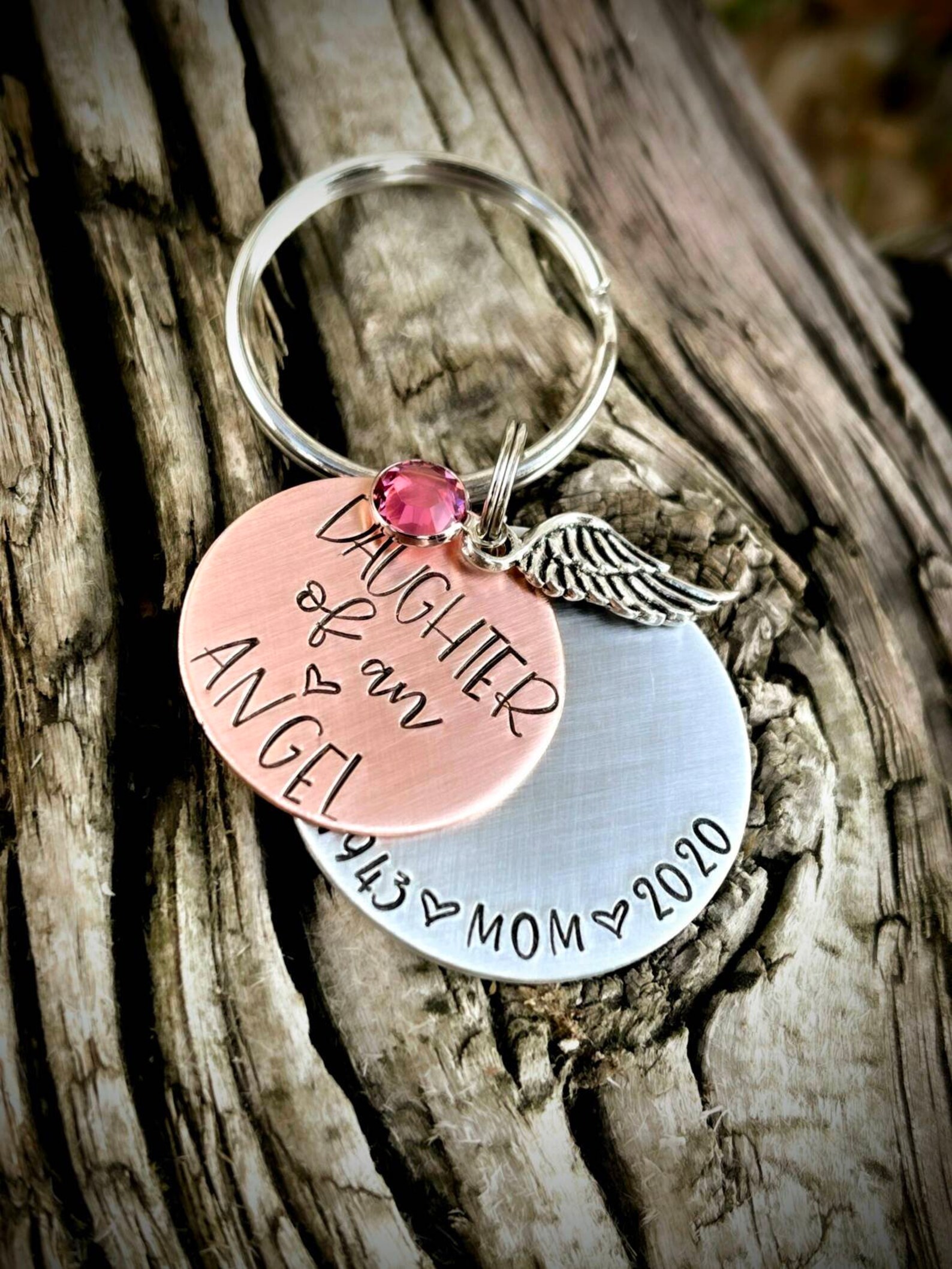 Personalized Hand Stamped Mom Memorial Keychain. Mother - Etsy